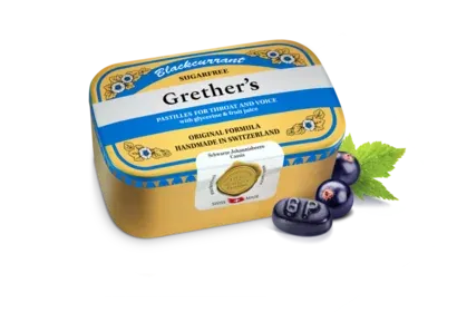 Grethers Blackcurrant Pastillen ohne Zucker - Dose à 440 Gramm