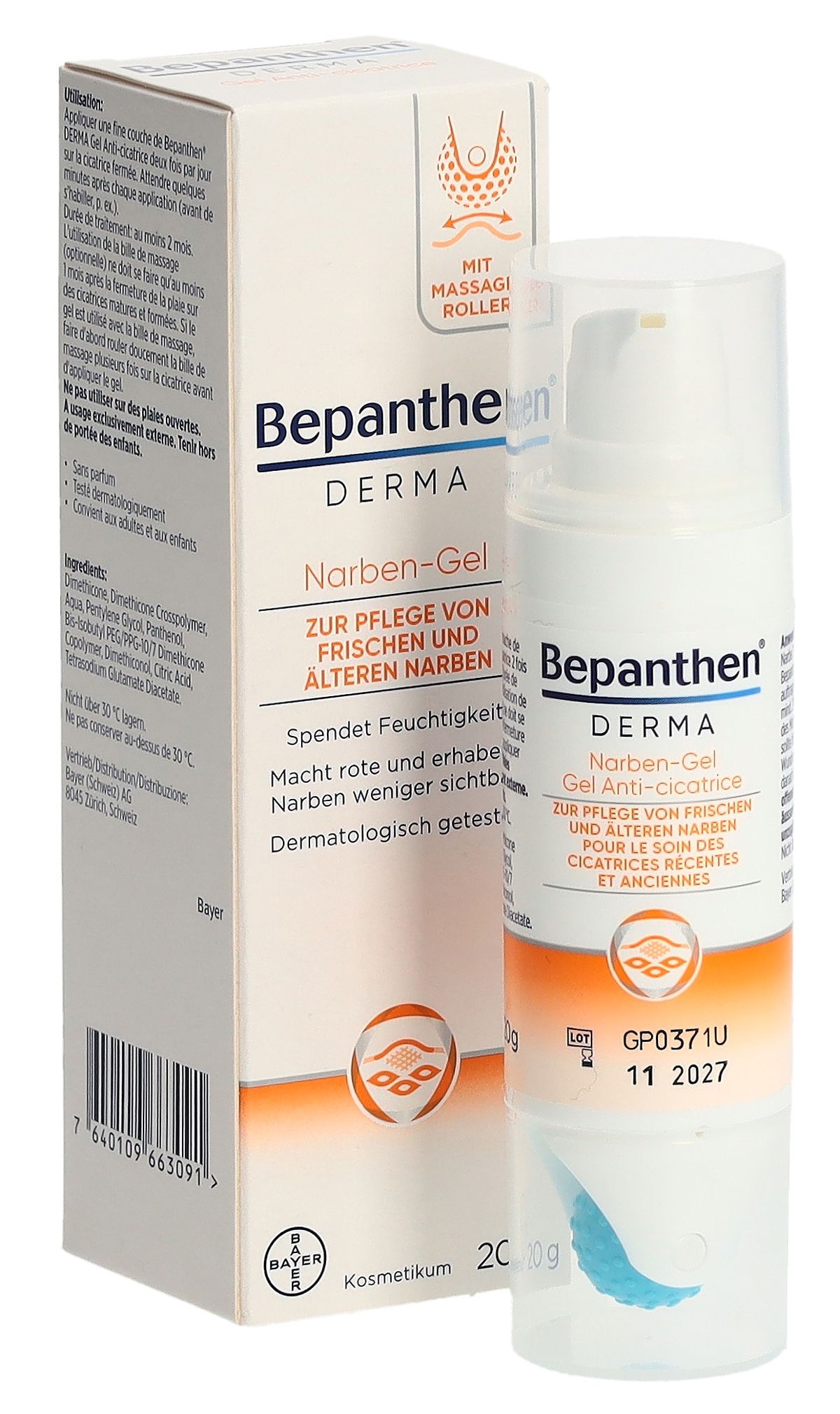Bepanthen Derma Narben-Gel - Massageroller à 20 Gramm