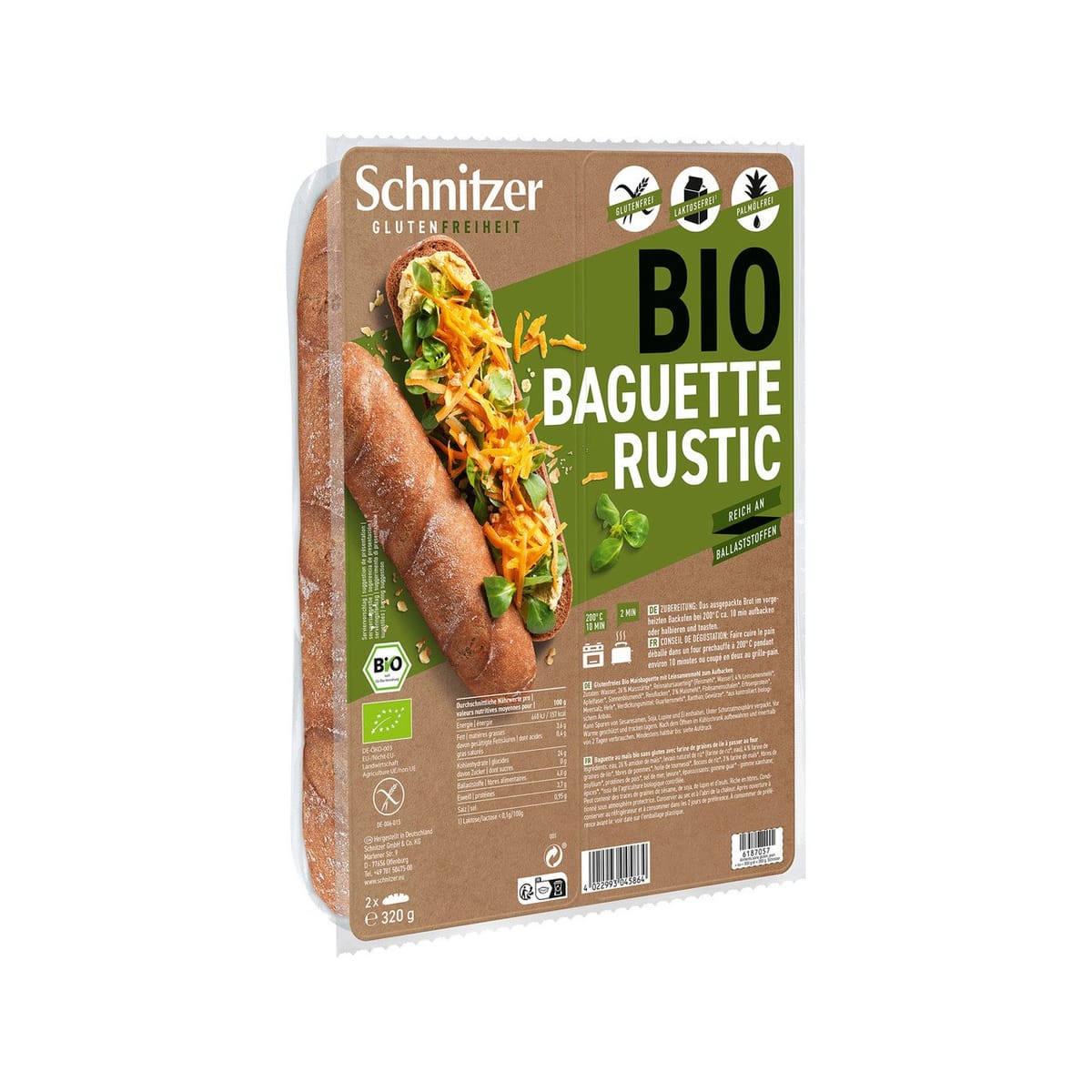 Schnitzer glutenfrei Bio Baguette Rustic - 2 Baguettes à 320 g