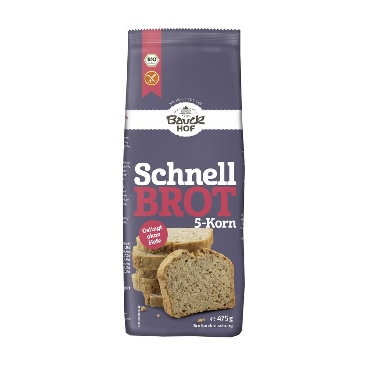 Bauckhof Bio Schnellbrot 5-Korn glutenfrei - Packung à 475 g